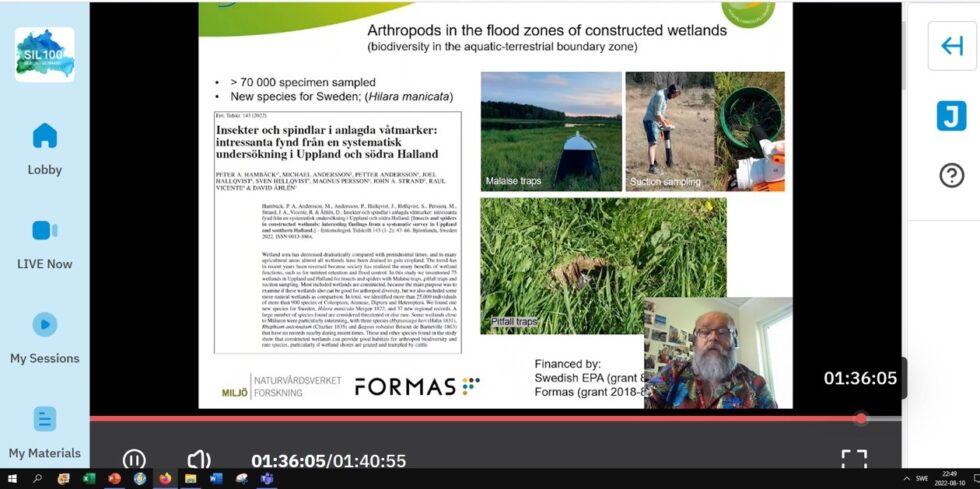 Presentation att SIL, Berlin the 7-10 of August | BioWetland